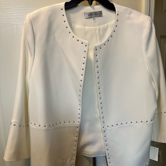 Kasper | Jackets & Coats | Nwt White Studded Kasper Jacket Xl | Poshmark